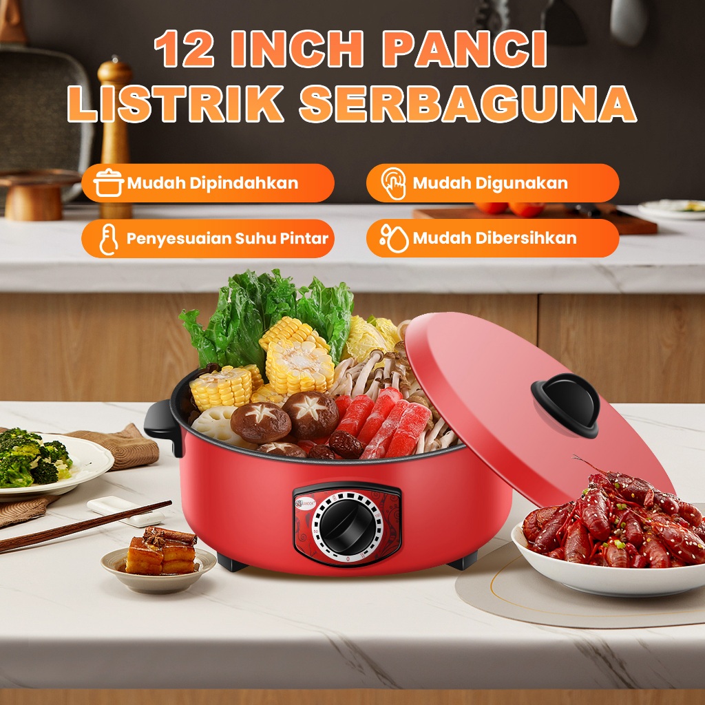 12inch Multipurpose Electric Pot Large Electric Pot Electric Fry Pan ...