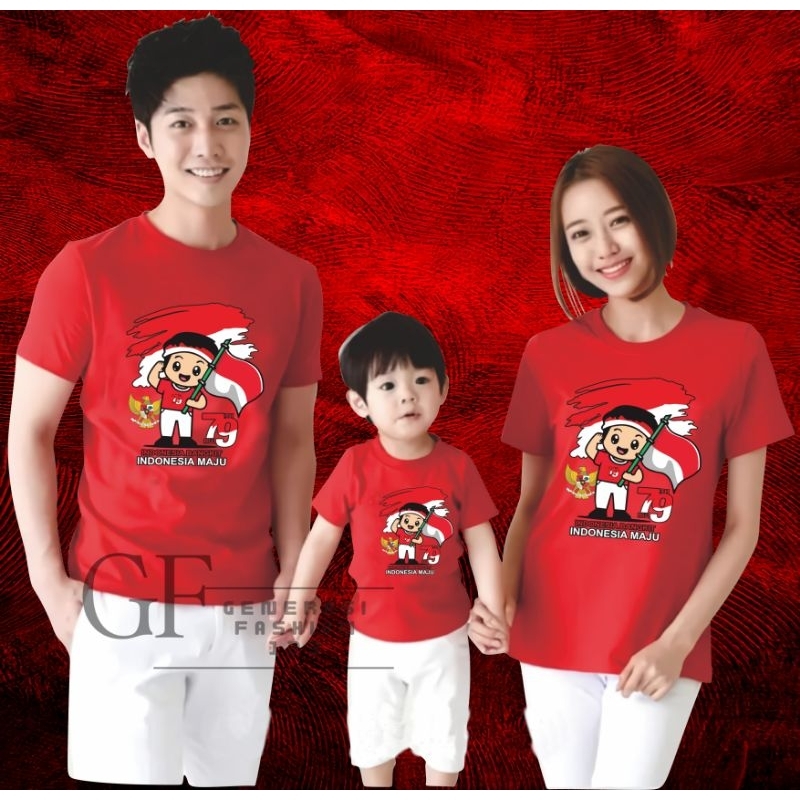 MERAH Ksos 17 August 2025 Couple T-shirt Mother Father Child Red and ...