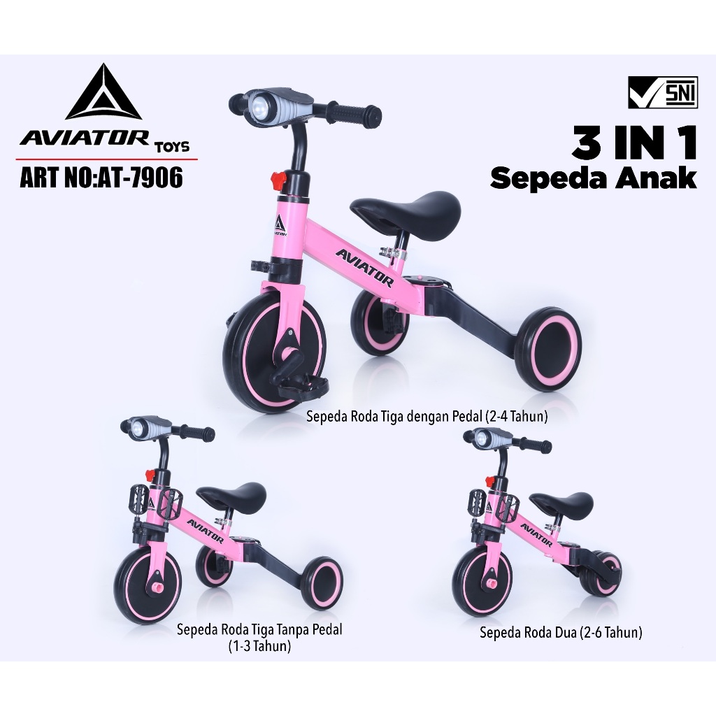 Aviator AT-7905 And AT-7906 Tricycles (3 in 1) Can balance bike ...