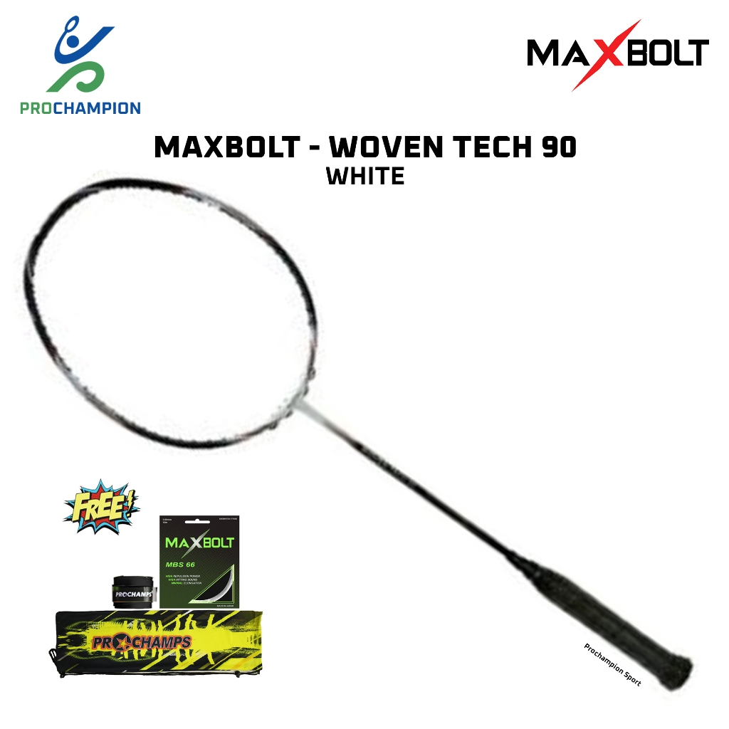 Badminton Racket Original Maxbolt Woven Tech 90 WT90 White- | Shopee ...