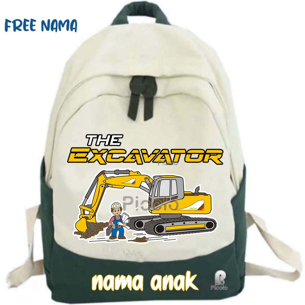 UNISEX THE EXCAVATOR MOTIF SCHOOL CHILDREN'S BACKPACK BACKPACK (FREE ...