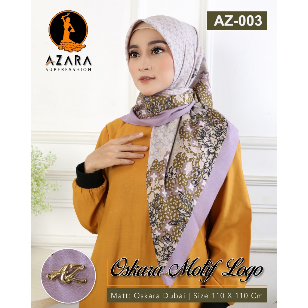 (AZ-003) Rectangular Hijab With Metal Motif Logo Original Superfashion ...