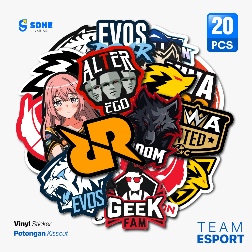 [20Pcs] Sticker Pack ALL IN ONE Esport Team Evos Antem Onic Waterproof ...