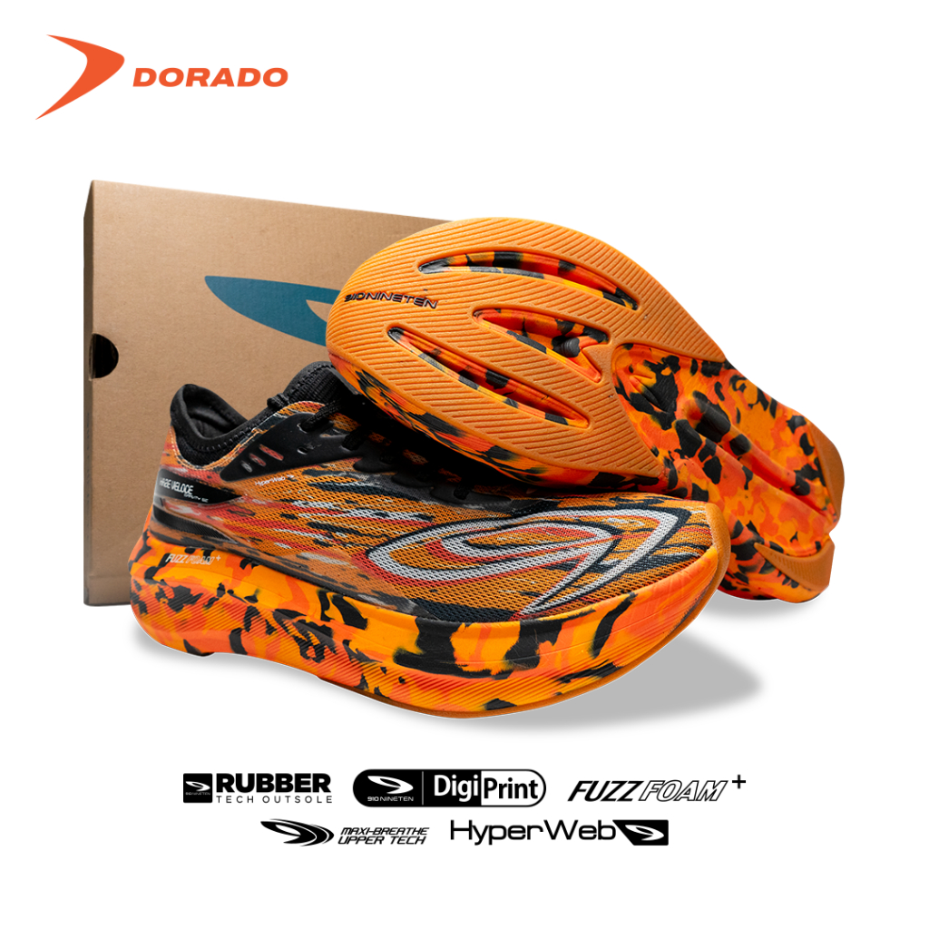 HITAM 910 NINETEN HAZE VELOCE GRAVITY RUNNING SHOES - BLACK/ORANGE ...