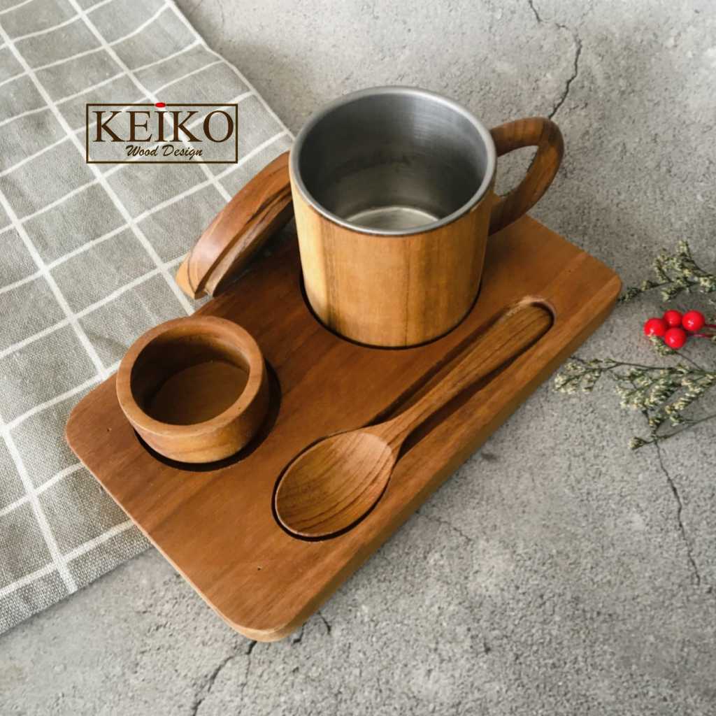 KAYU Wooden Coasters SET | Coaster (Placemat, Glass With Lid, Mini Bowl ...