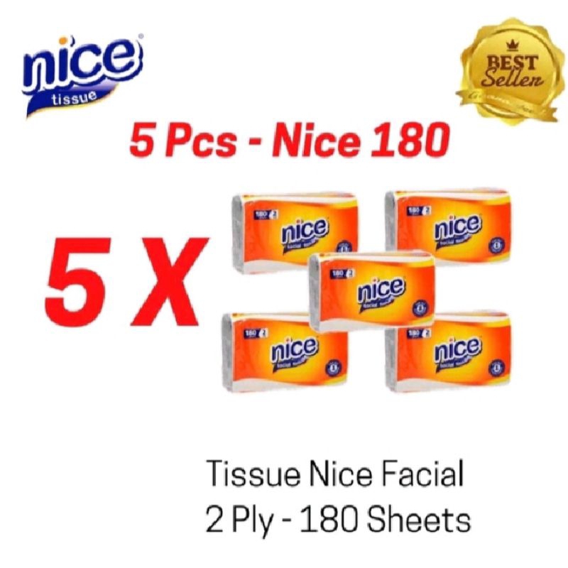 Nice tissue 2ply 180 sheets contains 5 packs of tissue | Shopee Malaysia