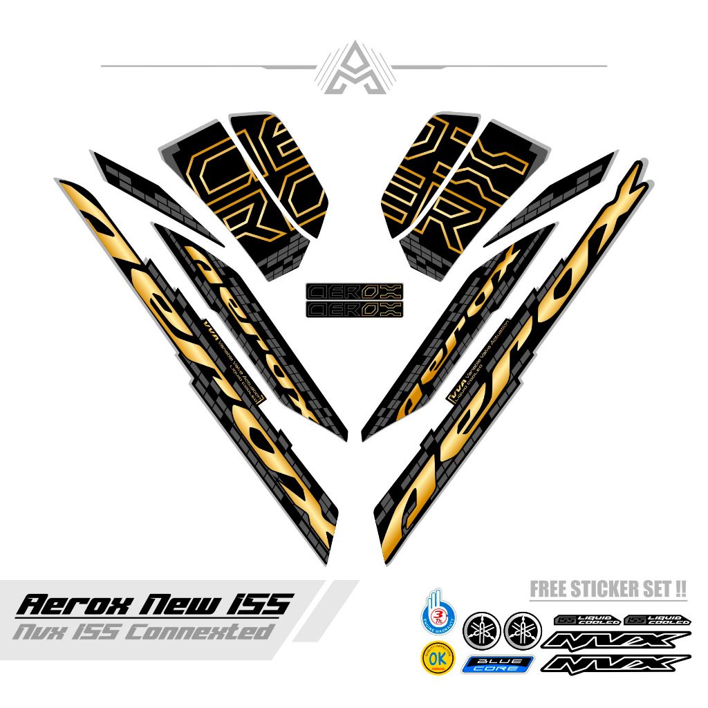 Striping AEROX NEW CONNECTED 155 / MTF 54 / STICKER AEROX NEW 155 VVA ...
