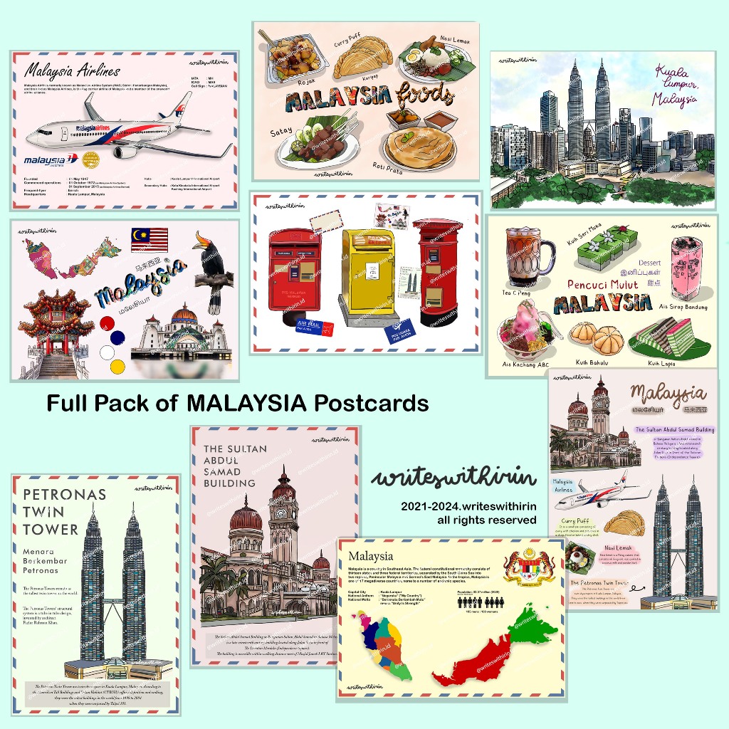 (writeswithirin) Full Pack of Malaysia Postcard (10 postcards) | Shopee ...