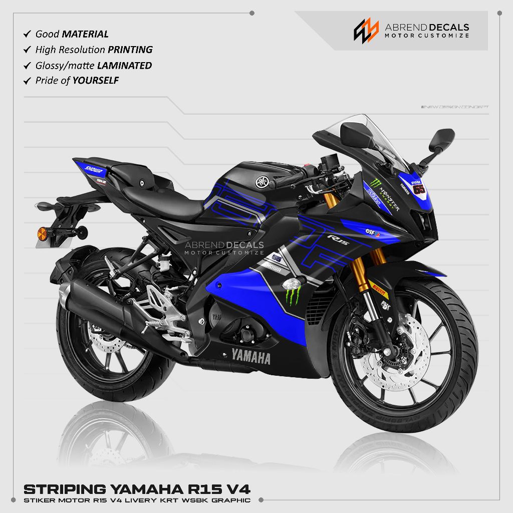 Striping YAMAHA R15 V4 LIVEY Graphic KRT WSBK/Motorcycle Sticker R15 V4 ...