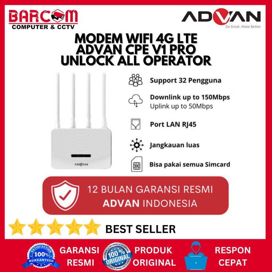 Advan CPE V1 PRO WIFI MODEM ROUTER 4G LTE UNLOCK ALL Operators - 1 Year ...
