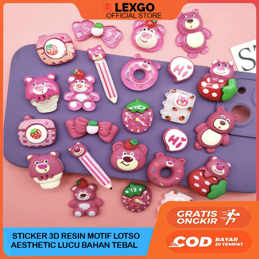 GANTUNGAN 3d Resin Clay DIY Stickers Lotso Purple Cute For Decor/Paste ...