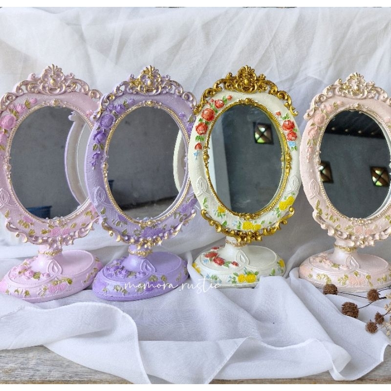 READY Elegant Flower Carved Aesthetic Hinge Mirror / Dressing Table ...