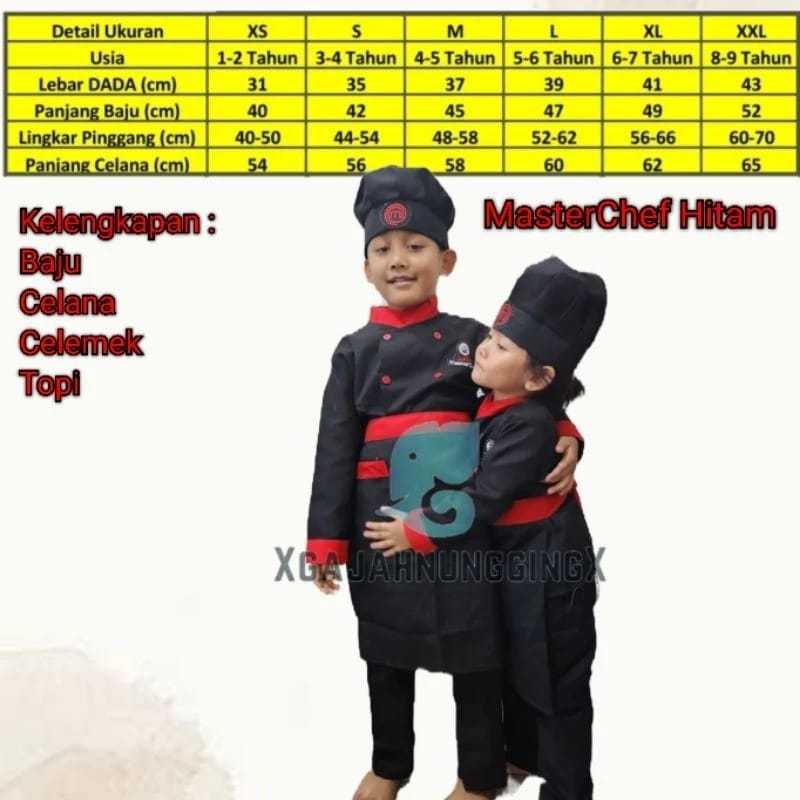 Children's Chef Uniform | Kids Cook Suit | Children's Indonesian Master ...