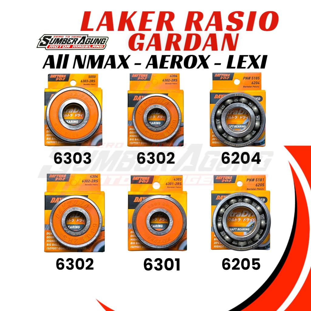 Laker LAHER BEARING RASIO AXLE GEARBOX SET CONTENTS 6 AEROX 155 NMAX ...