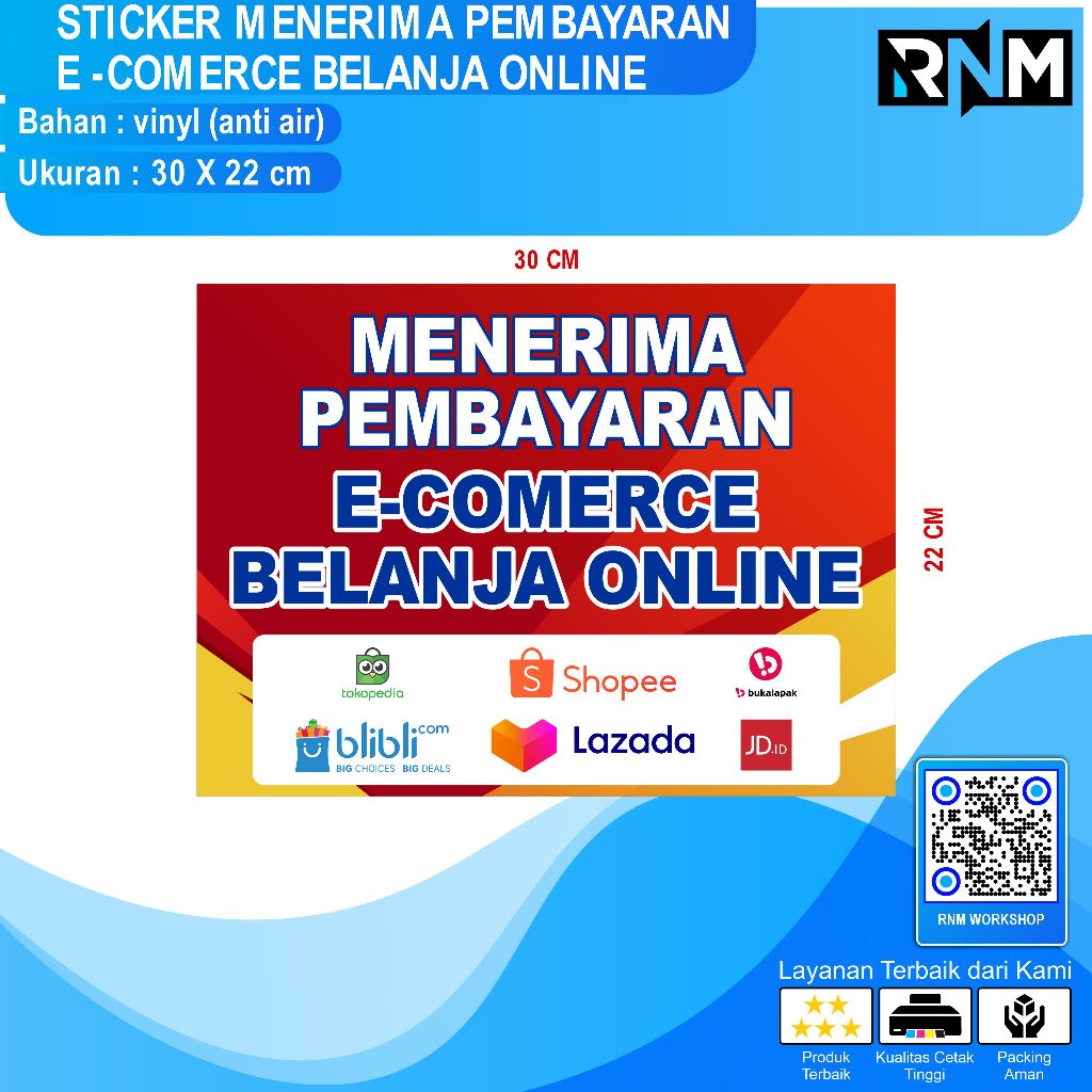 ACCEPT STICKER PAYMENT E -COMERCE ONLINE SHOPPING 30 X 22 | Shopee Malaysia