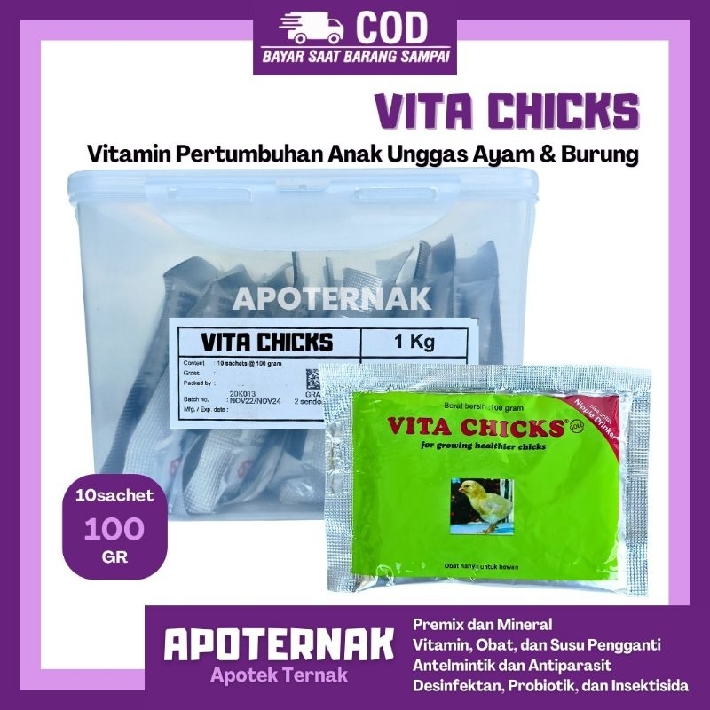 Vita CHICK 100 grams 1DUS (10sachet) - Growth Vitamins for Poultry ...