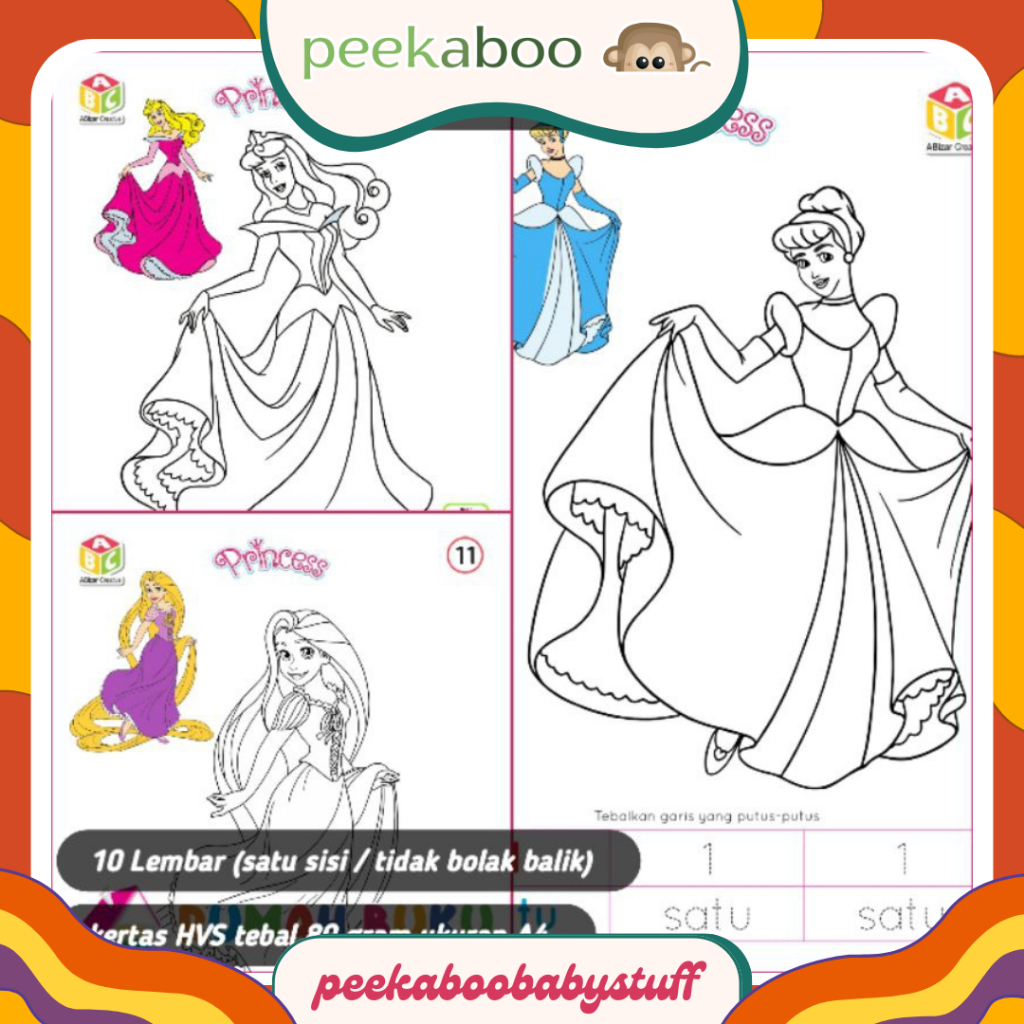 Kindergarten Preschool Children's Coloring Activity Sheet - PRINCESS ...