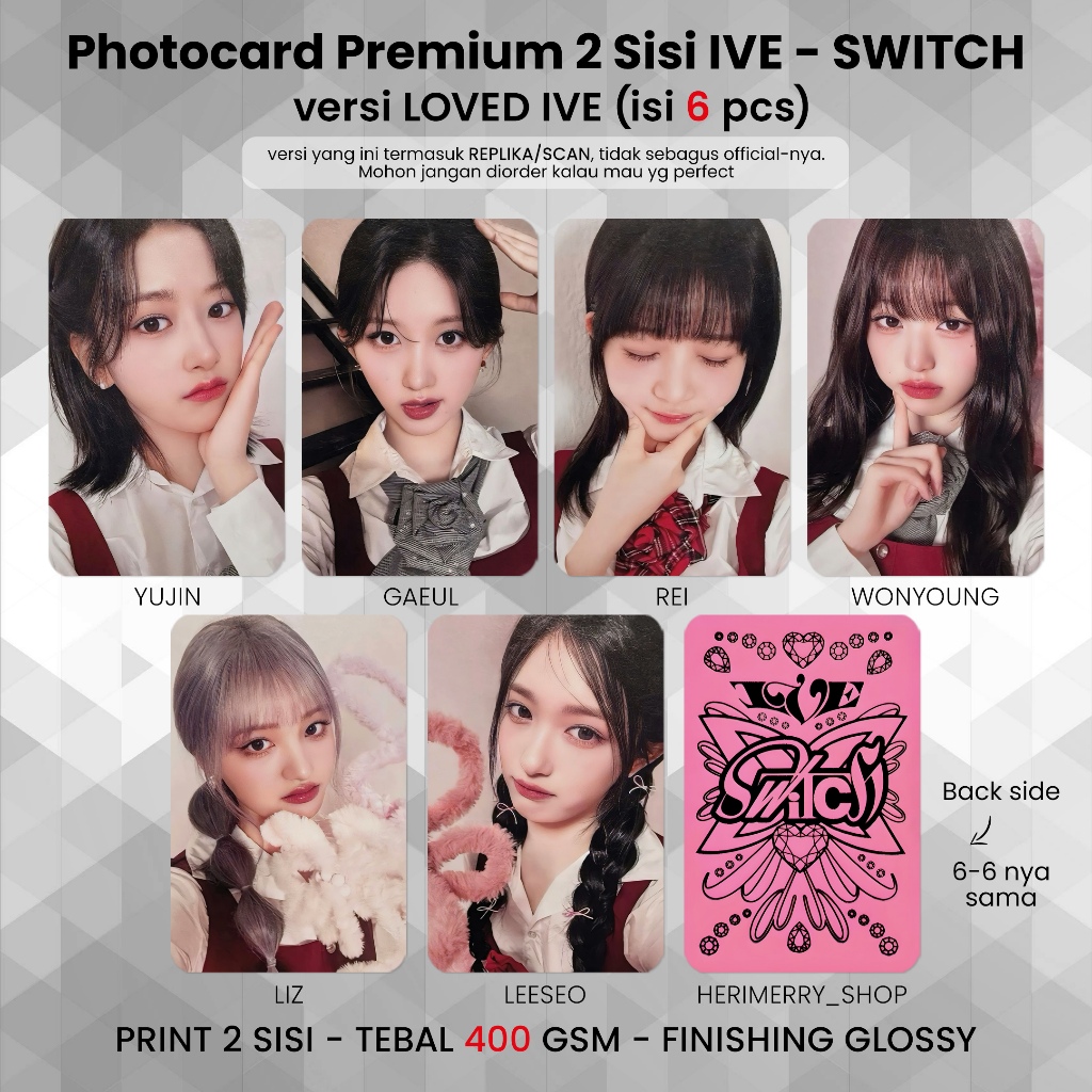 (CONTAINS 6 PCS) Photocard IVE SWITCH - HEYA ACCENDIO PC Premium 2 ...