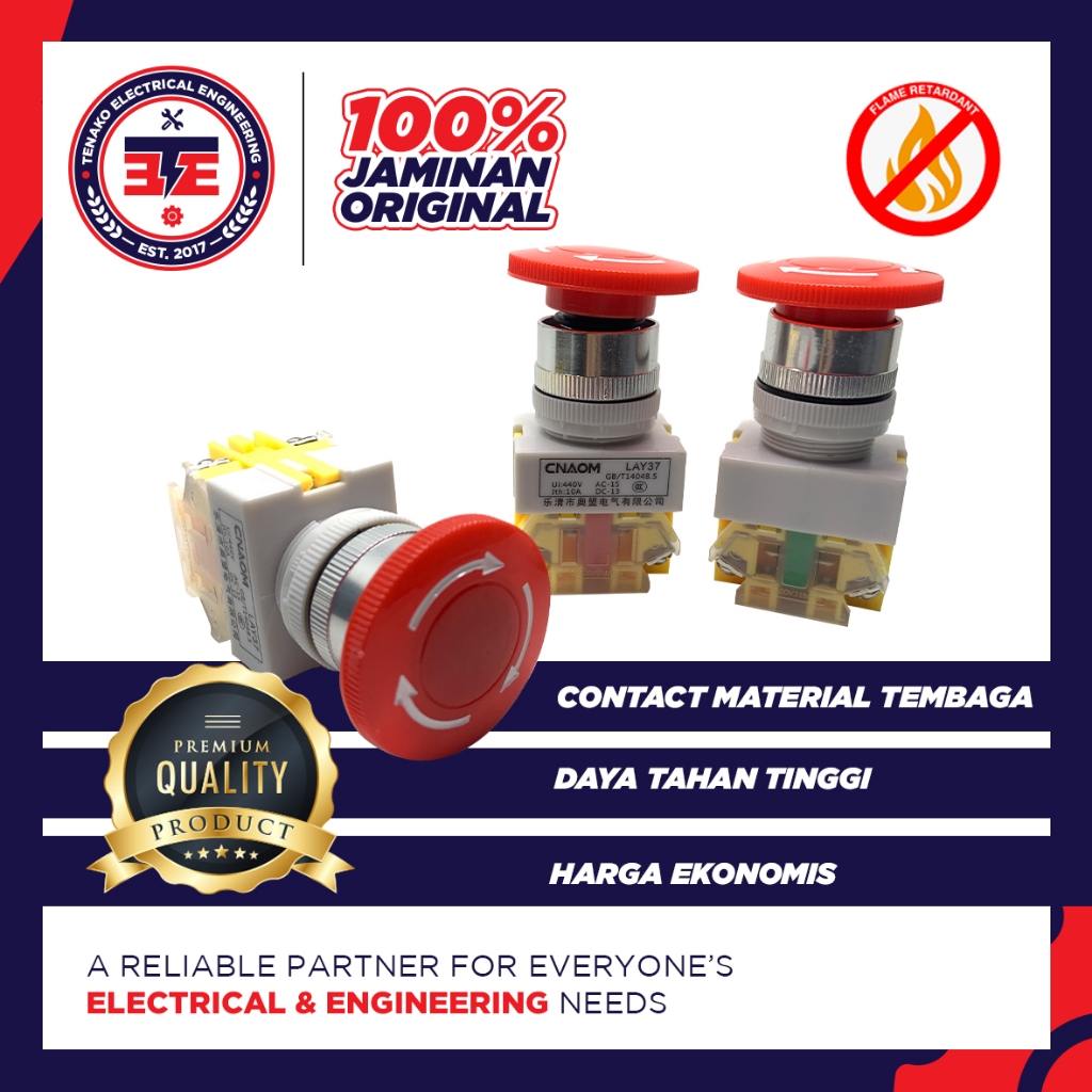 TOMBOL Push Button Emergency Stop Maintained Lock Switch 22mm Emergency ...