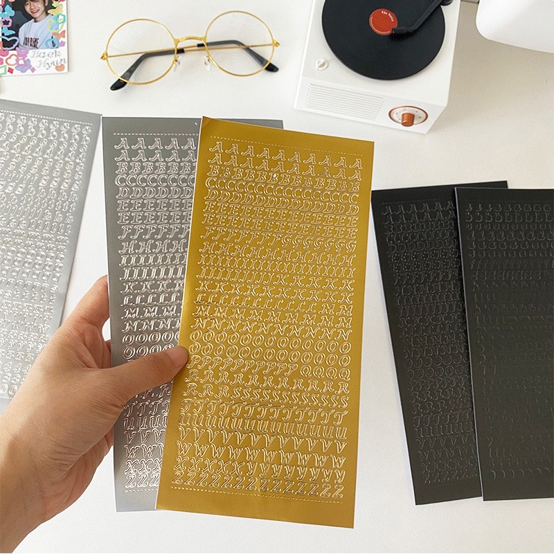 [MAPLESOL] Sticker Letters PVC Numbers Deco Alphabet Gold and Silver ...
