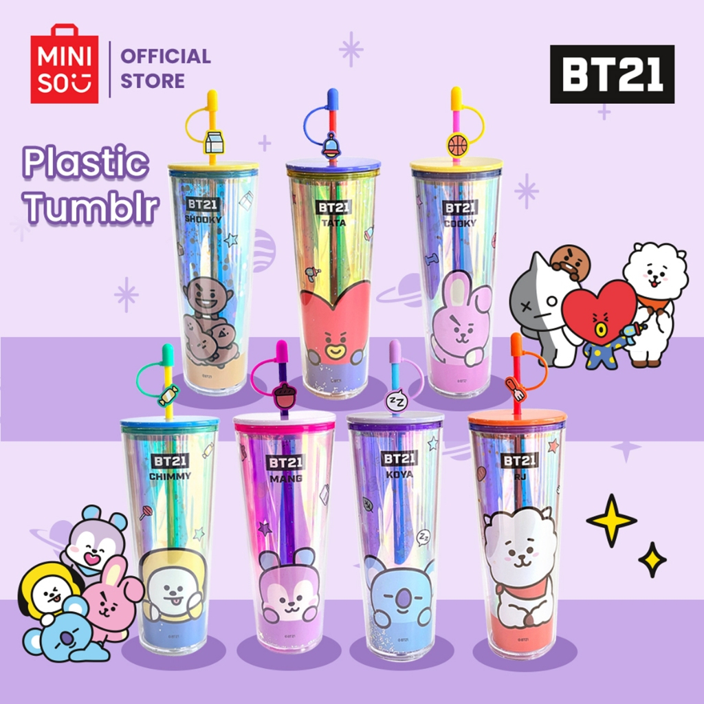 Miniso x BT21 Collection Plastic Cup Straw Cup With Cover Large ...