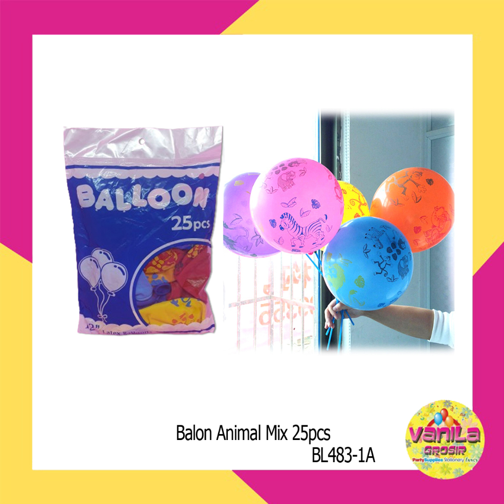 (25Pcs) Animal Mix Latex Balloons, animal Balloons, safari Balloons ...