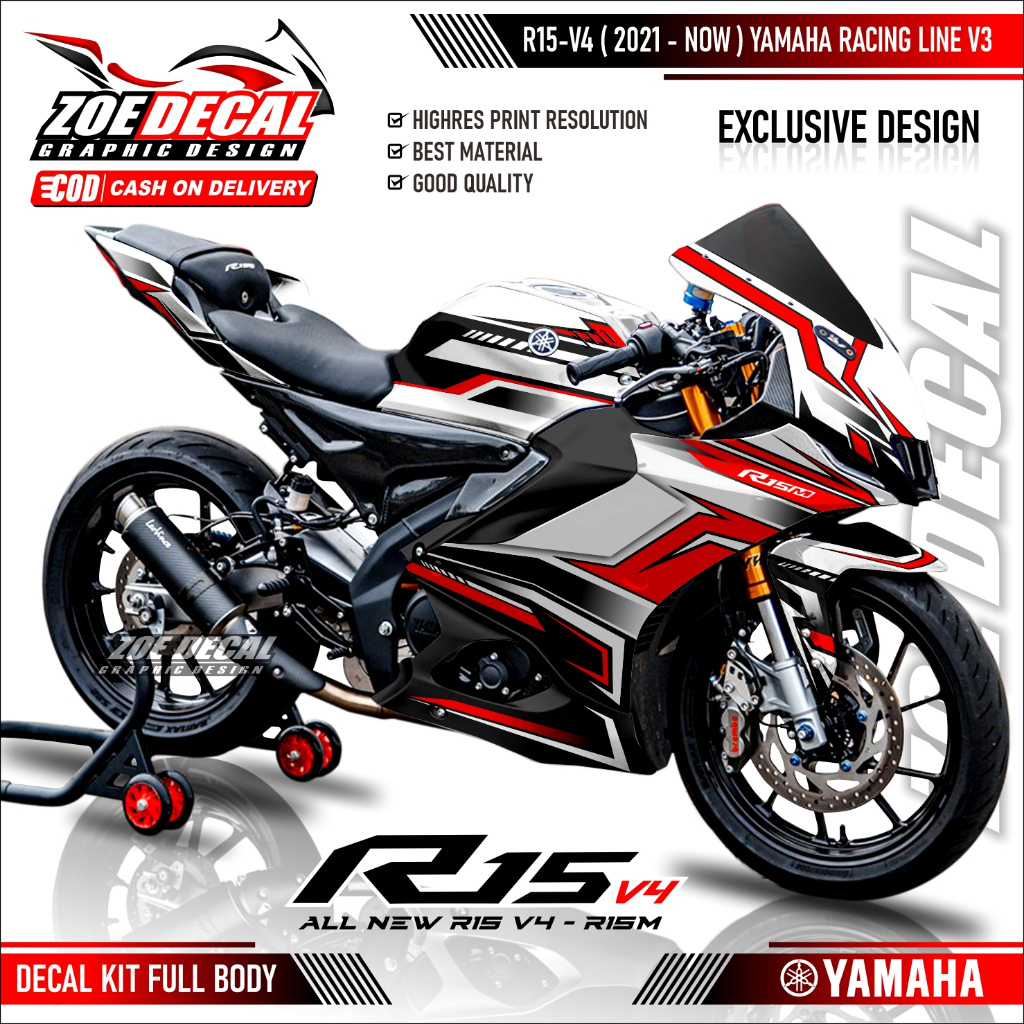 Latest Decal NEW Yamaha R15 V4 FULL BODY Motif / Livery Rancing Line ...