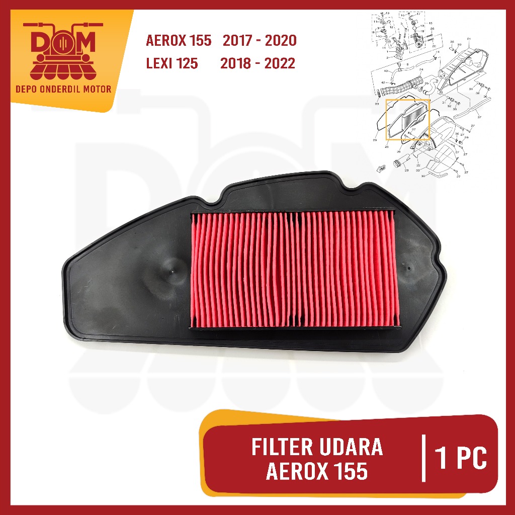 Aerox 155 (TOKAIDO) Air Filter Filter Screen Air Cleaner Plug A/C Drain ...