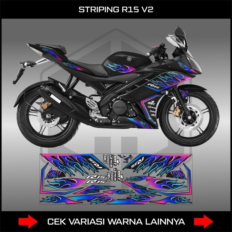 Yamaha R15 V2 Api Rainbow Striping / R15 V2 Motorcycle Trim Sticker ...