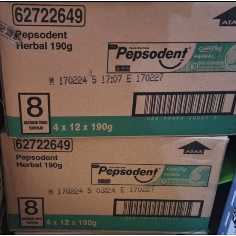 Pepsodent complete 190 grams herbal 1 carton contains 48 pcs | Shopee ...