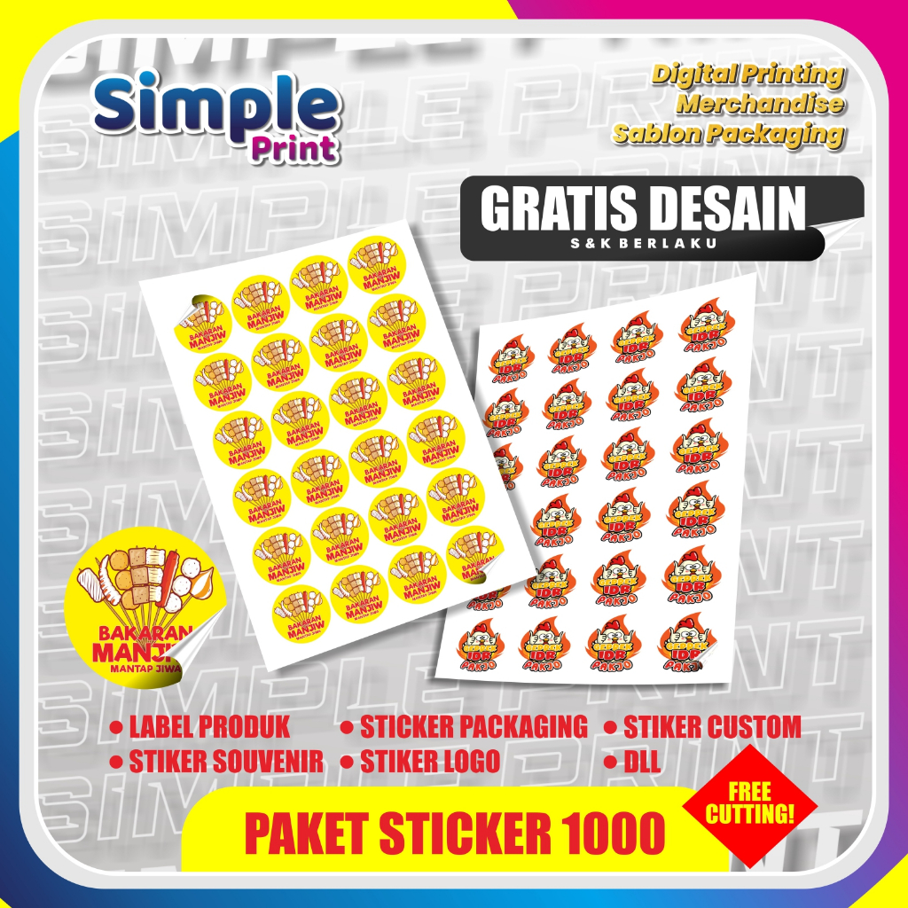 Sticker Label 1000PCS Chromo/Vinyl Package Plus Cutting Print Sticker ...