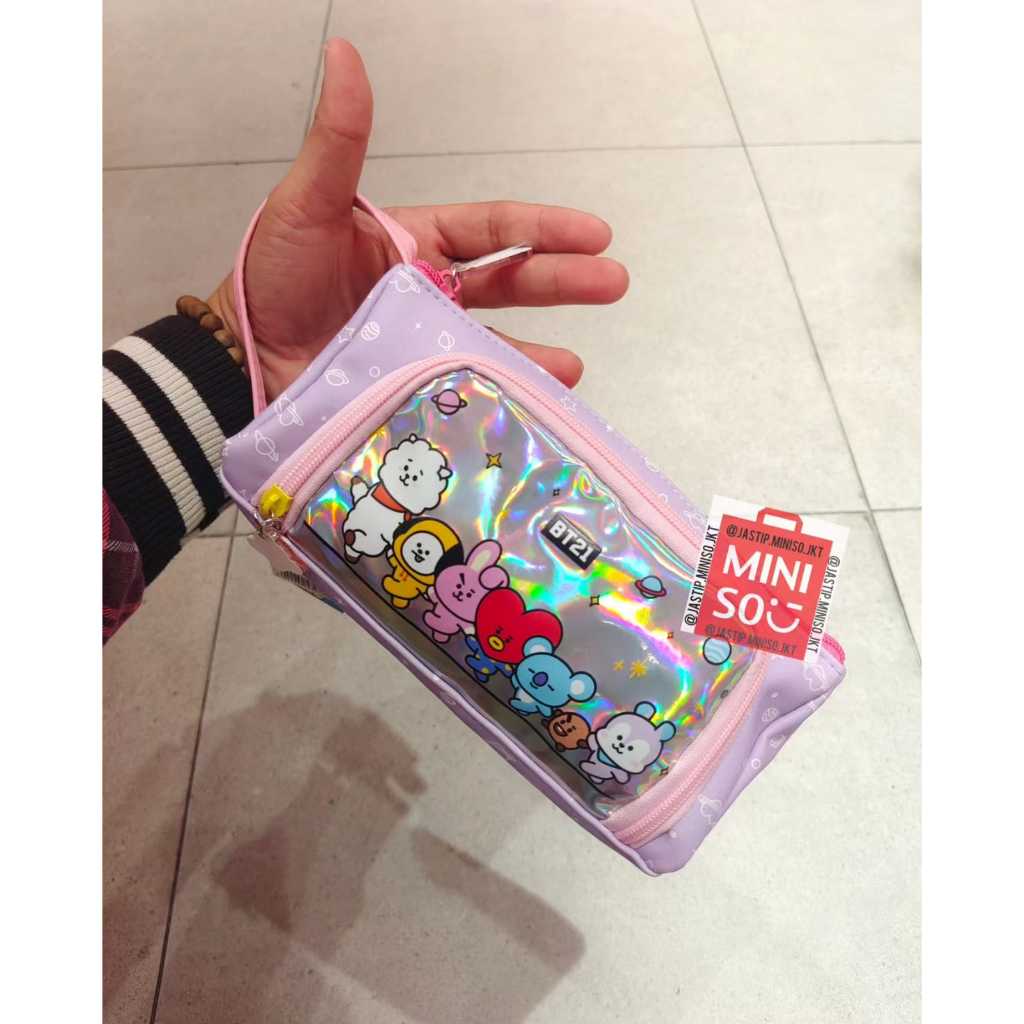 Miniso x BT21 Pencil Box / Holographic Stationery Case (22.5x9x11cm ...