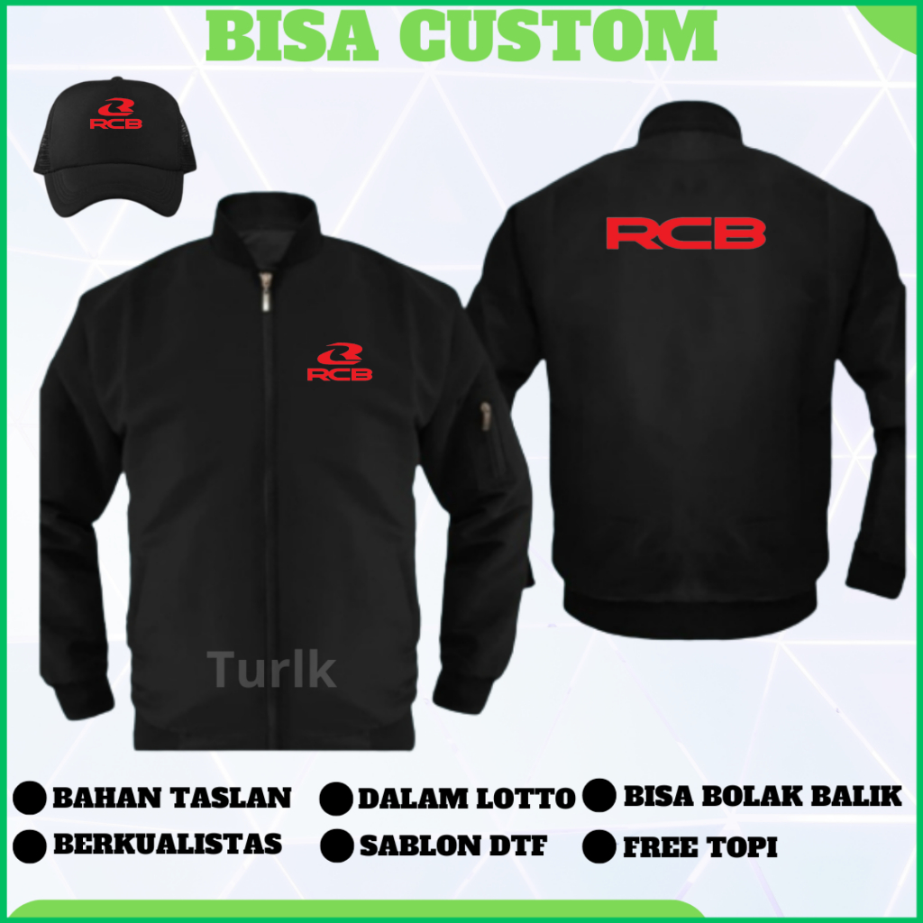 Rcb Bomber Jacket Rcb Custom Free Hat | Shopee Malaysia
