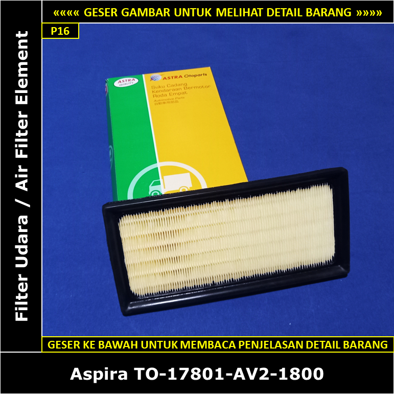 Toyota Vios / Limo Gen 3 Air Filter 1500 cc 1NZ 2014-2016 Aspira TO ...