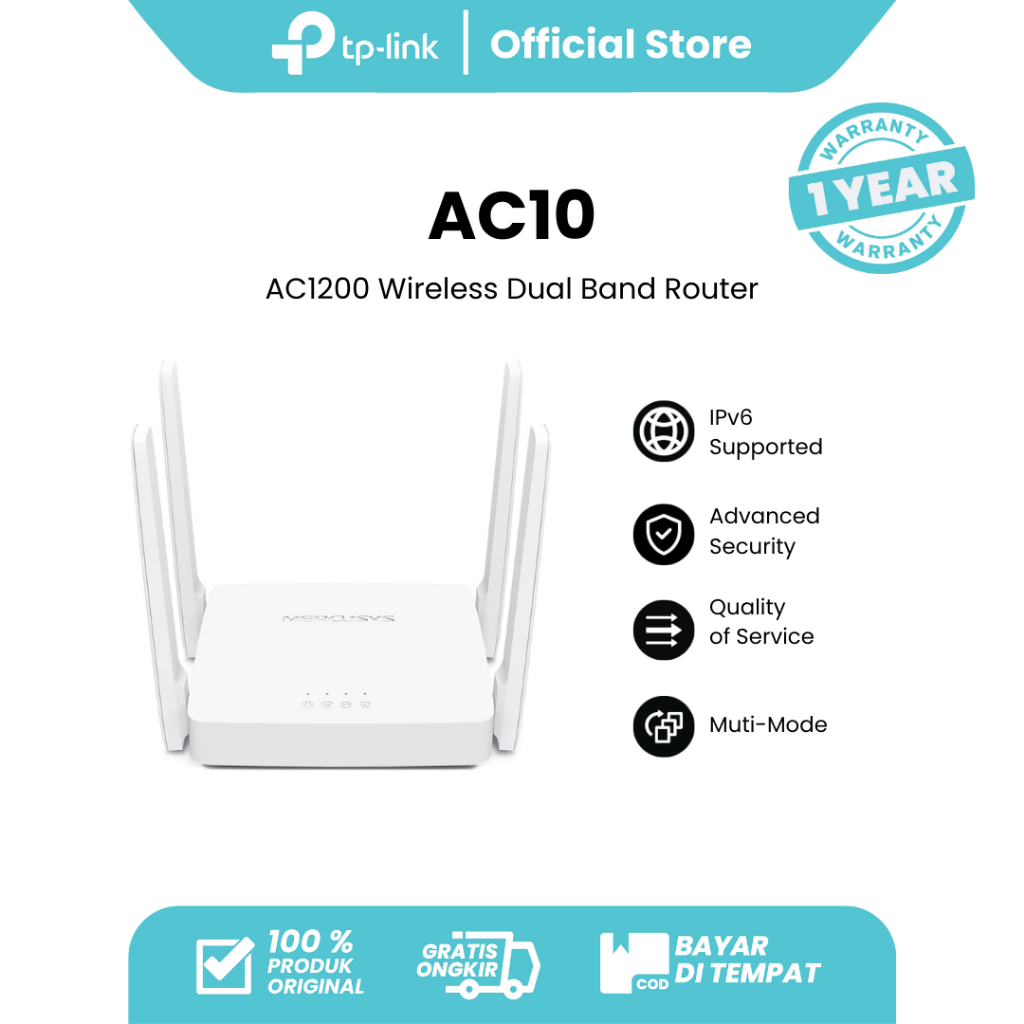 Mercusys AC10 AC1200 300Mbps Wireless Dual Band Router | Shopee Malaysia