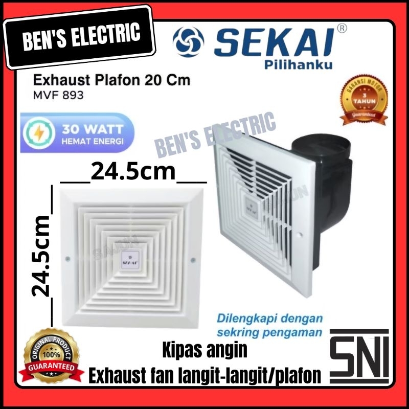 Sekai ceiling fan/ceiling exhaust / hexos / exos fan 8 inch MVF 893 ...