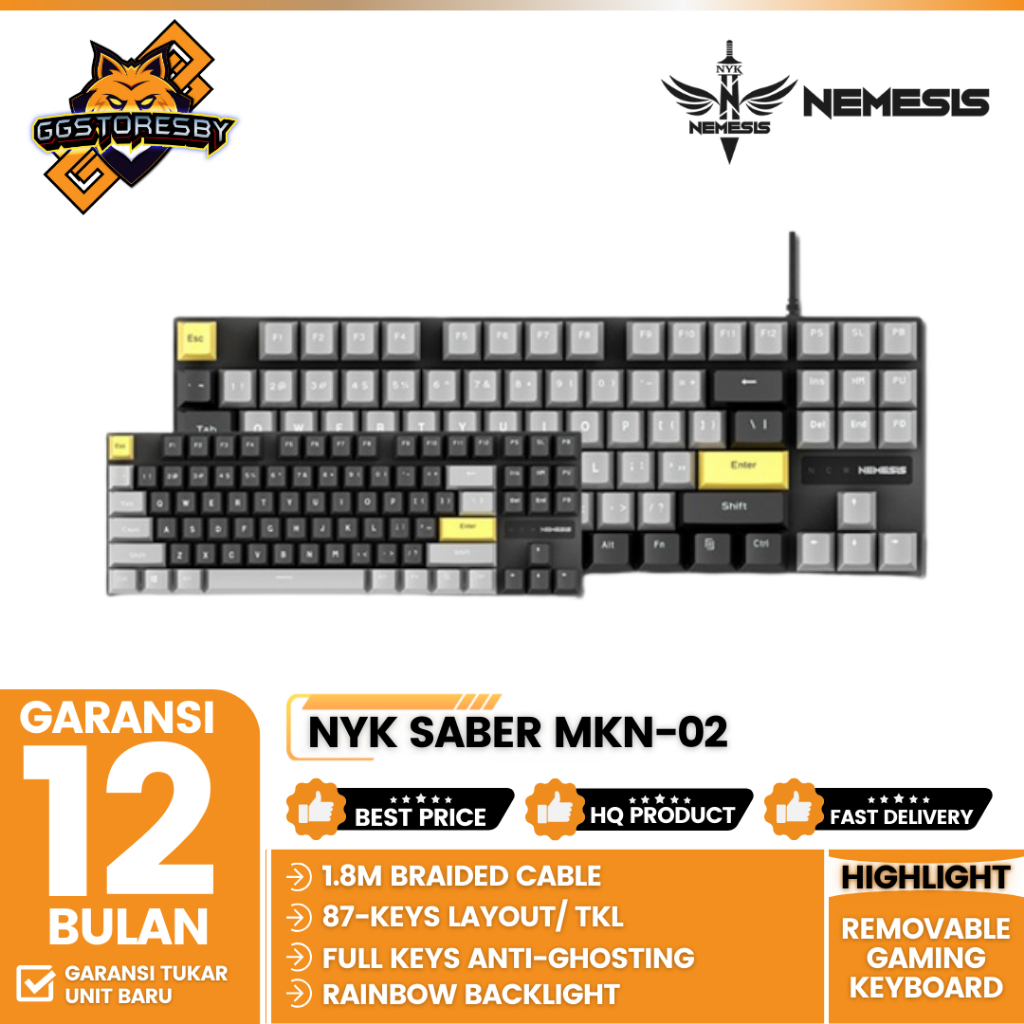 Nyk Nemesis SABER MKN-02 REMOVABLE Mechanical Gaming Keyboard | Shopee ...