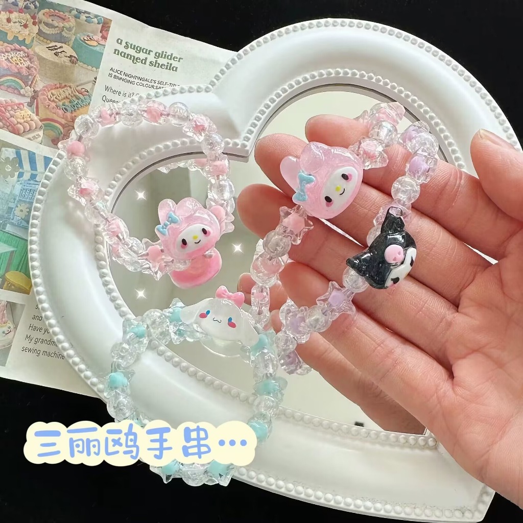 Elastic BEAD BRACELETS WITH SANRIO AND LABUBU KAWAII MOTIF FOR CHILDREN ...