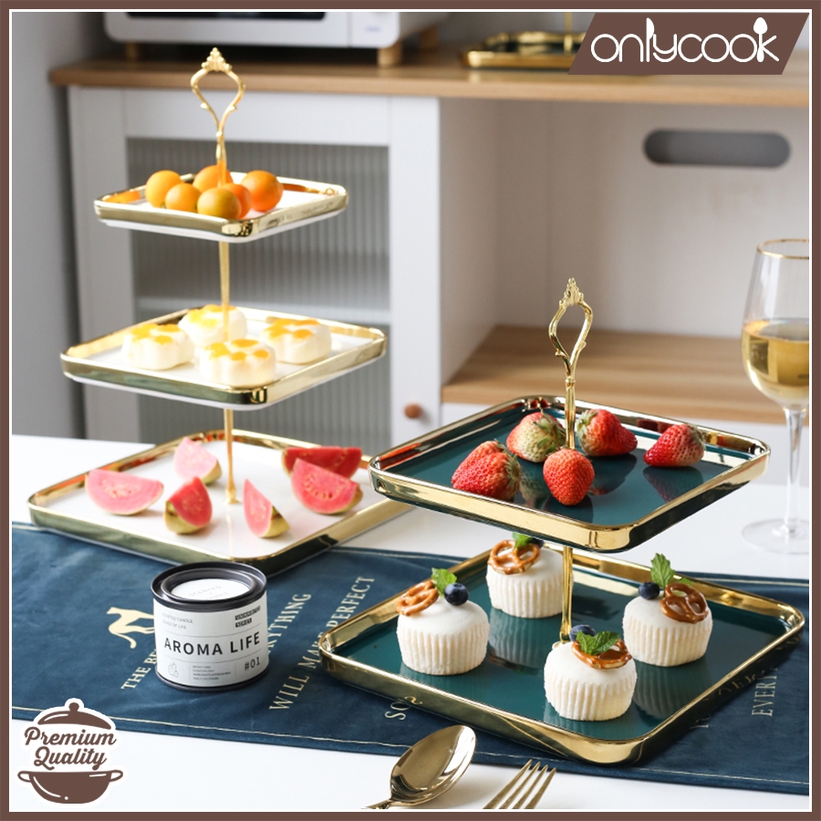 Tier Serving Plate With Elegant Gold List Combination/Luxury Cake Plate ...