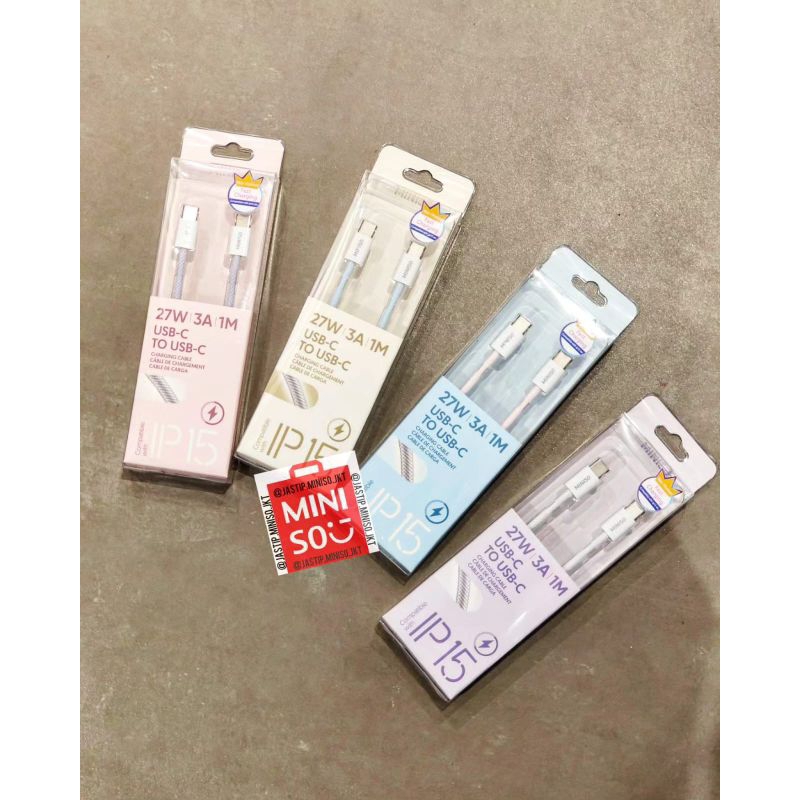 Miniso Charger Cable Fast Charging USB-C to USB-C 27Watt 3A Length 1m ...