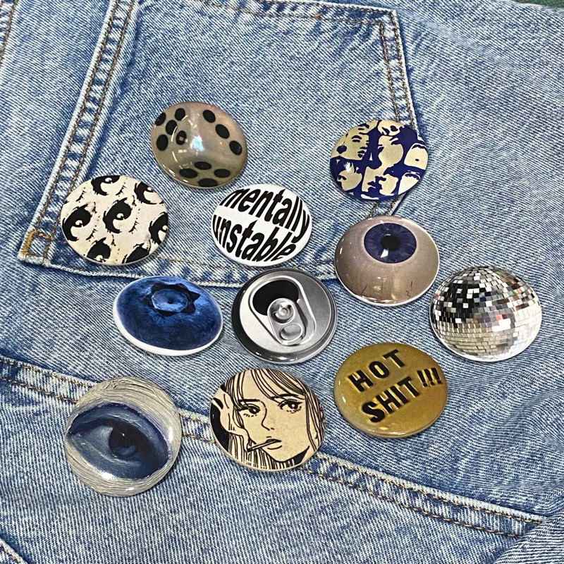 Pin button 44mm y2k blue aesthetic | Retro grape vintage button pins ...