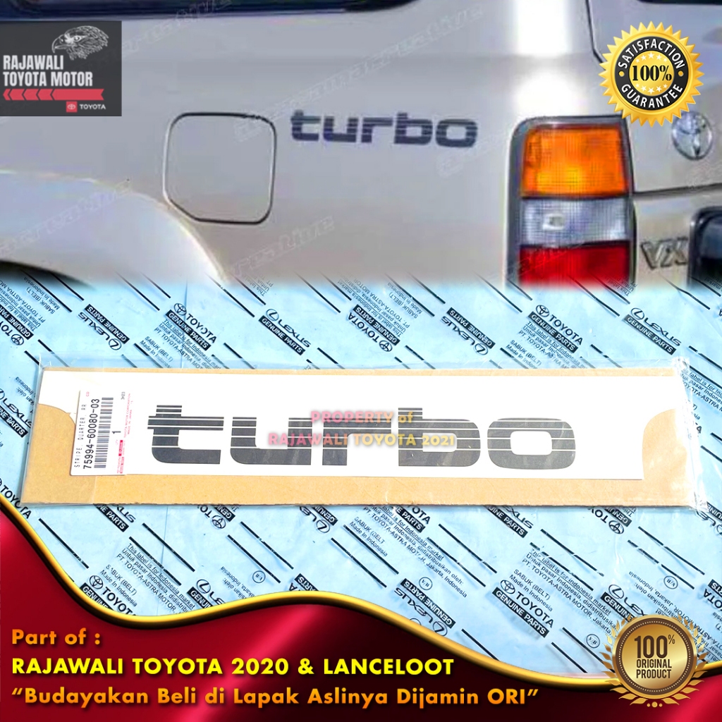 Sticker Writing TURBO Side VX80 Land Cruiser Gray Color New Original ...