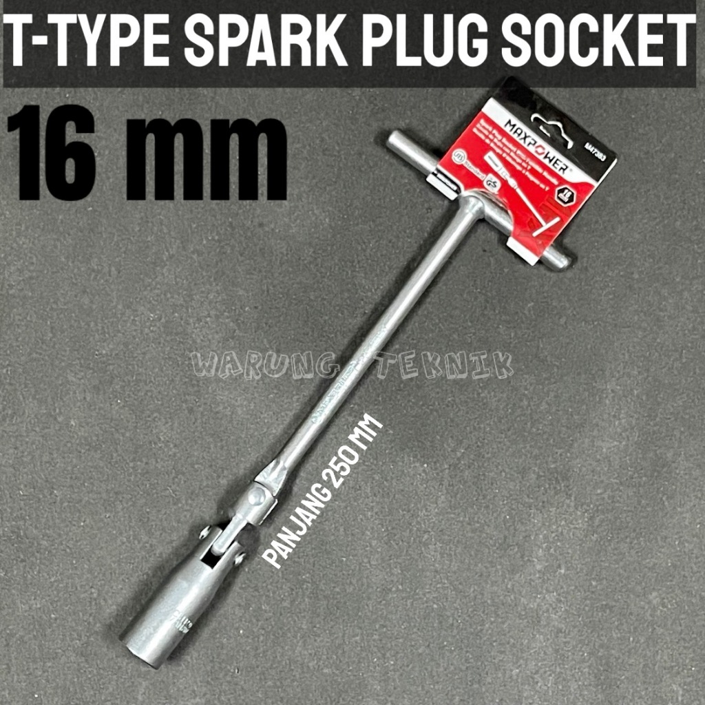 MAXPOWER M47383 FLEXIBLE SPARK PLUG KEY MODEL T 16MM - T-TYPE SPARK ...