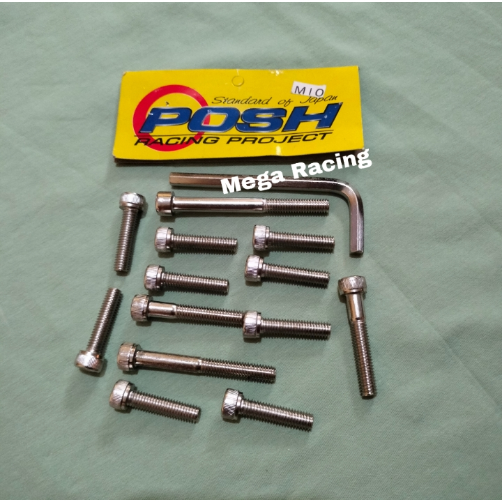 MESIN Mio Sporty Chrome CVT Engine Bolts Block Bolts Full Set Of 13pcs ...