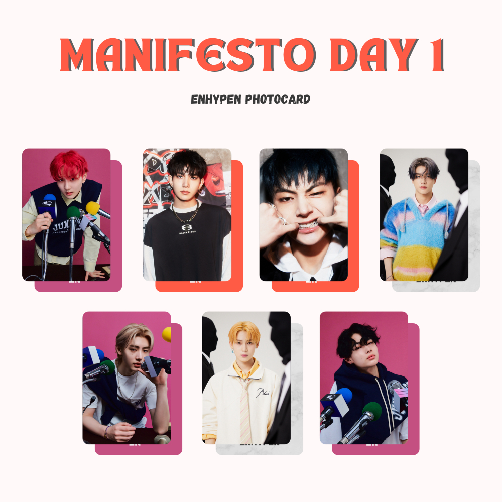 [8Pcs] Enhypen Photocard: Manifesto Day 1 - by Aera Kpop Merch | Merch 2-sided Unofficial ...