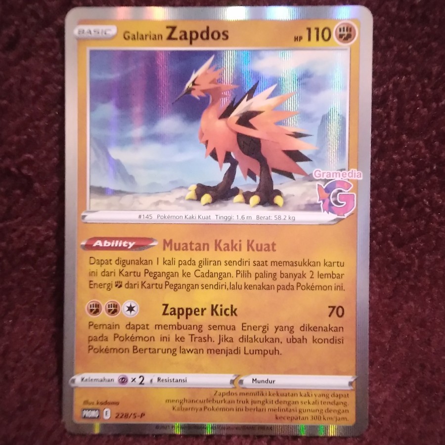 Galarian Zapdos Gramedia 228/SP - Pokemon TCG Indonesia foil | Shopee Malaysia