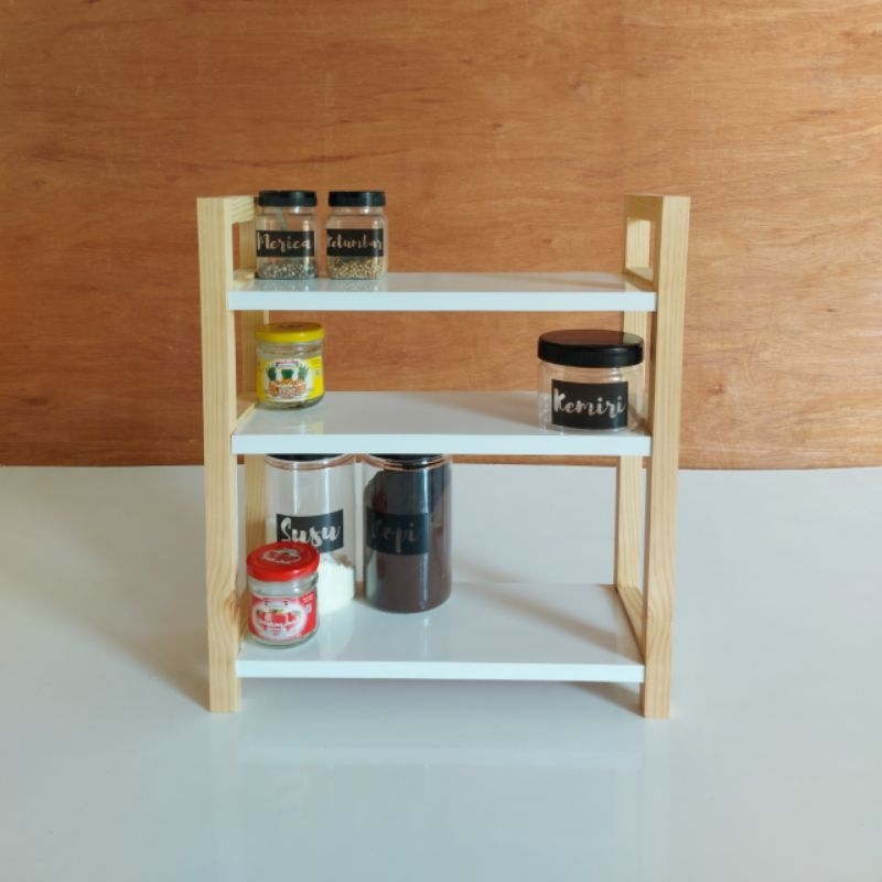 KAYU Kitchen Spice Rack 3-tier Multipurpose Storage Dutch Teak Wood ...