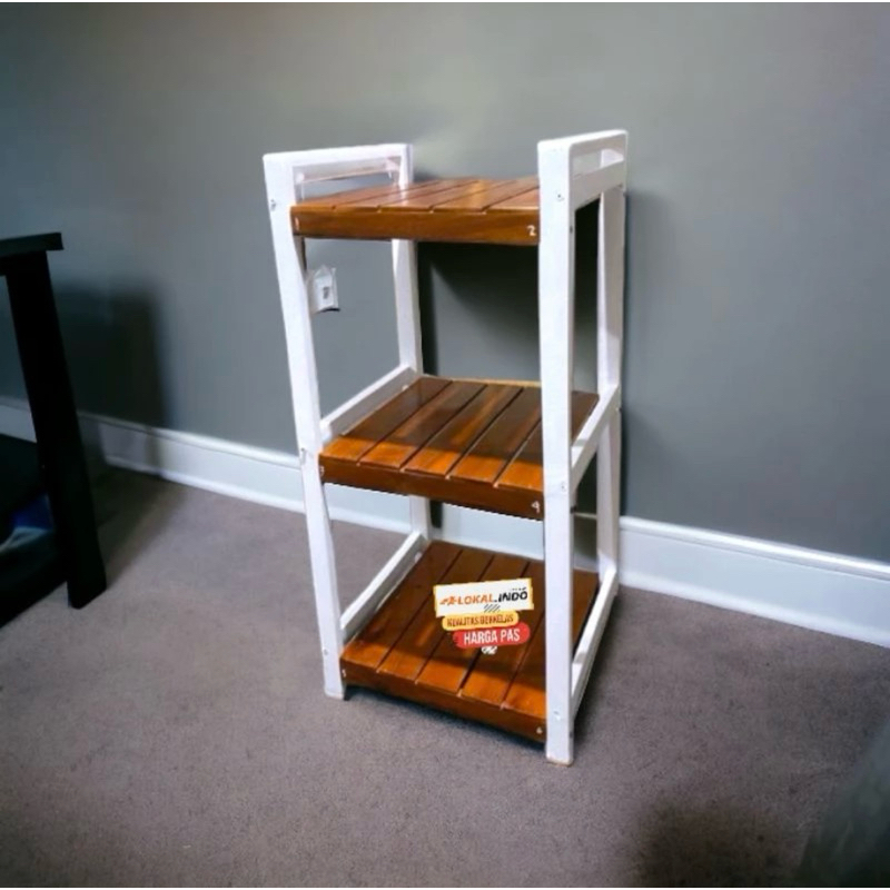 KAYU Full FINISHING Multipurpose Minimalist Wooden Stacking Shelf ...