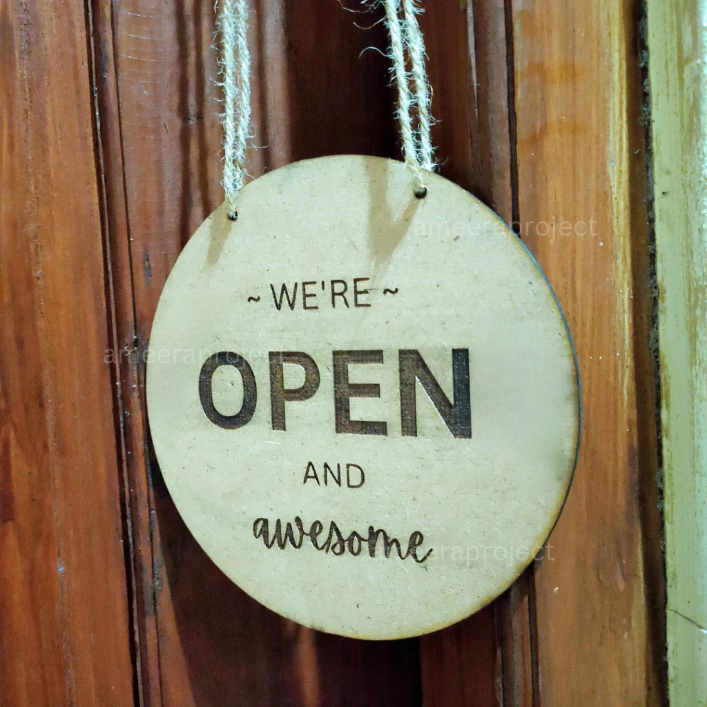 KAYU Signage OPEN CLOSE RETURNABLE MDF WOOD 2 SIDES RUSTIC AESTHETIC ...