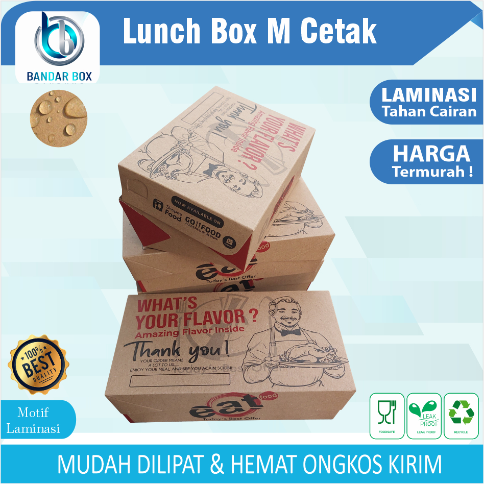 LUNCH BOX M / L MOTIF CRAFT PAPER LUNCH BOX CUSTOM FOOD BOX FRIED RICE ...